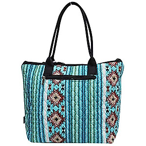 Ngil Quilted Cotton Medium Tote Bag 2018 Spring Collection (Blue Serape Black)