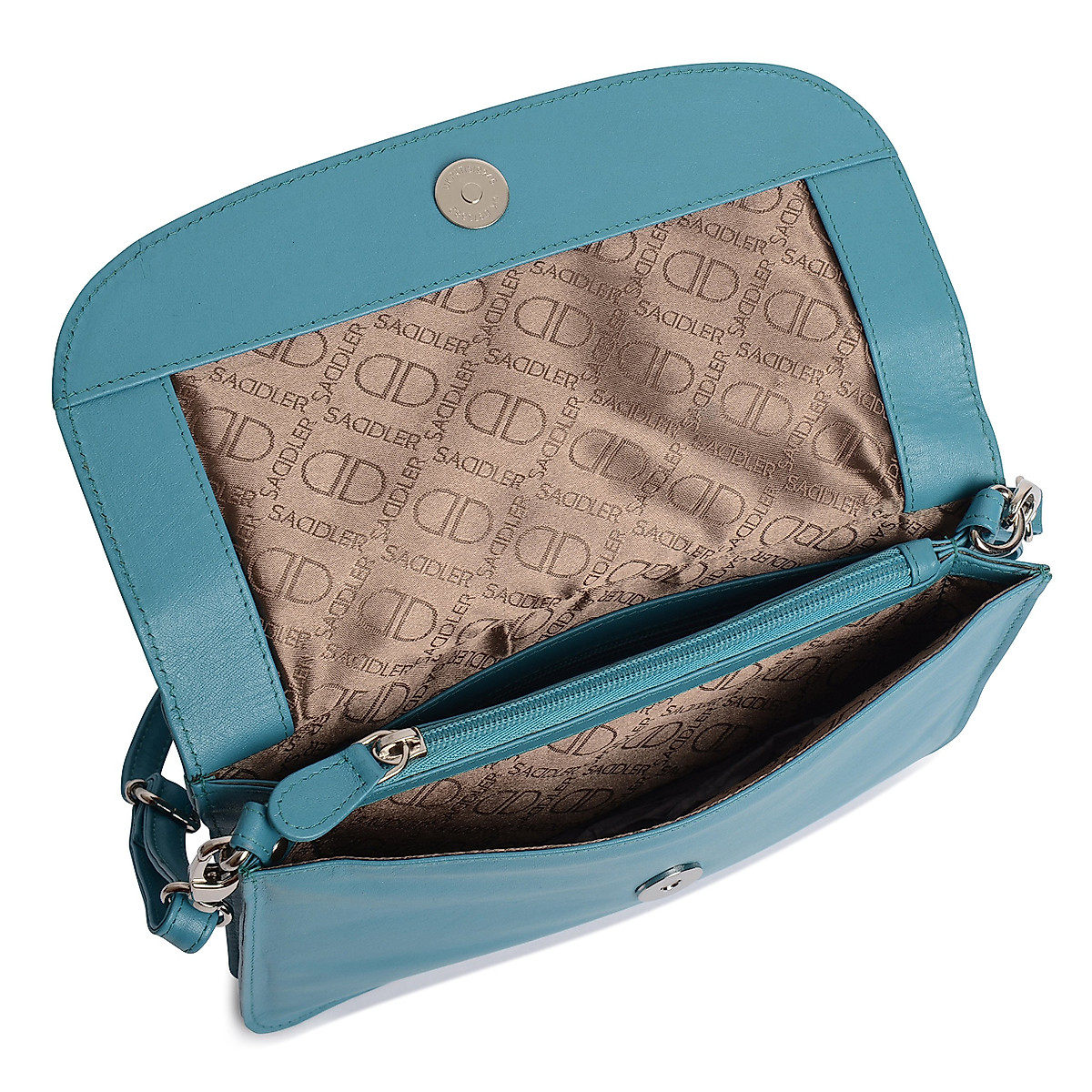 SADDLER Womens Leather Cross Body Purse Clutch Detachable Strap | Designer Sling Bag For Ladies - Teal