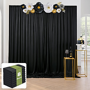 10 ft x 40 ft Wrinkle Free Black Backdrop Curtain Panels, Polyester Photography Backdrop Drapes, Wedding Party Home Decoration Supplies