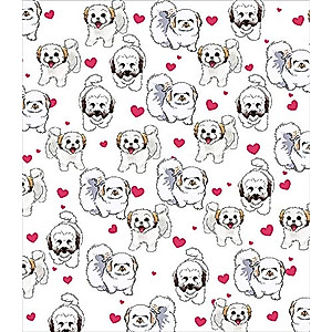 BlessLiving Shih Tzu Blanket Red Hearts Dog Fleece Plush Blanket Cute Puppy for Kids Adults 3D Animal Print Sherpa Blanket Gift for Pet Lovers (Throw, 50 x 60 Inches)