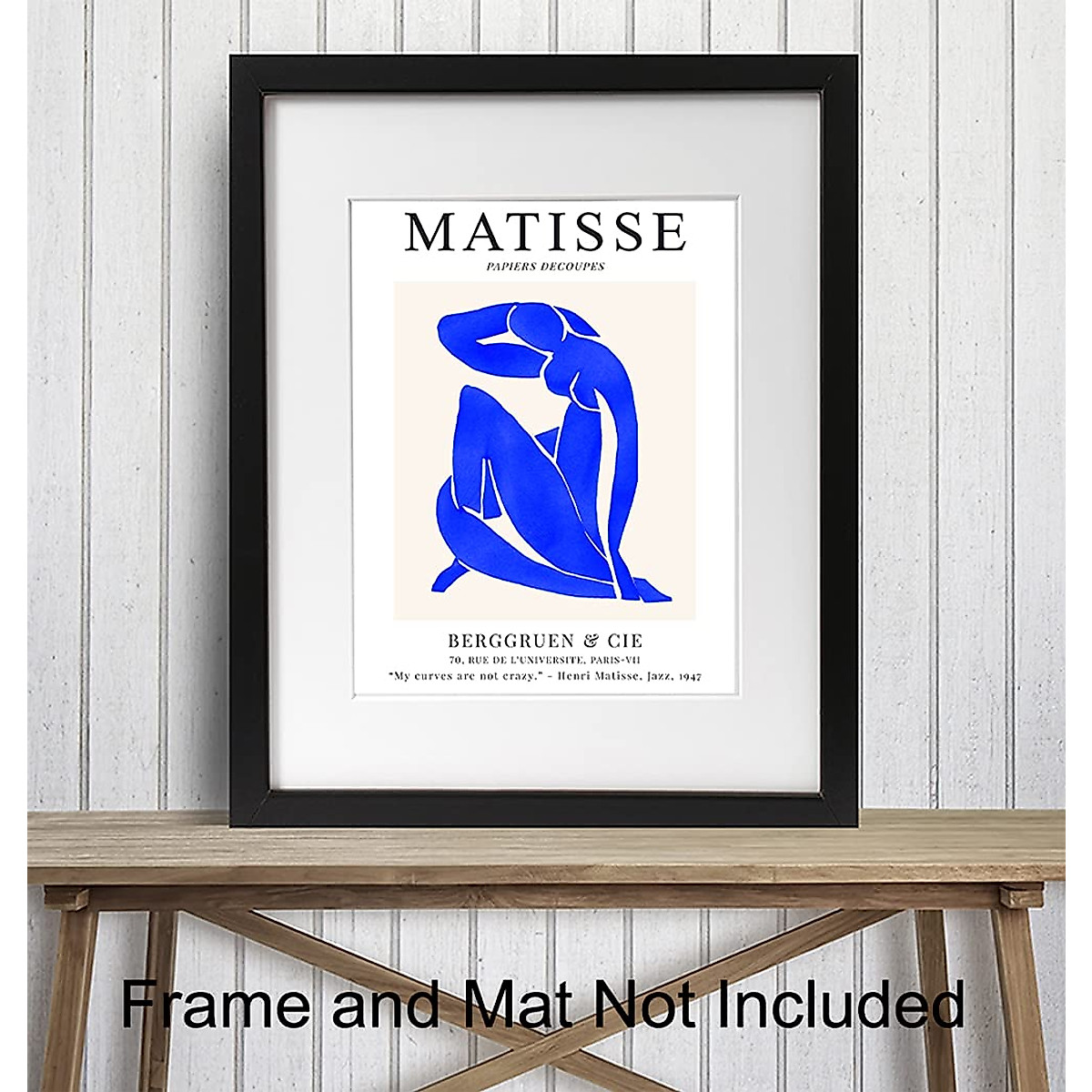 Matisse Wall Art - Blue Matisse Poster, 8x10 - Matisse Print - Minimalist Wall Art - Abstract Art - Line Art Decor - Mid Century Modern Wall Art - Henri Matisse - Aesthetic Pictures - Minimal Wall Art