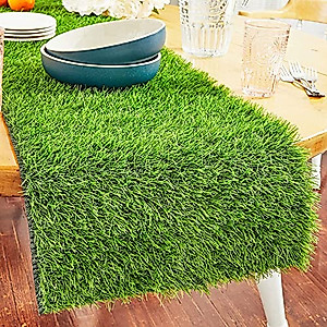 14x48-Inch Faux Grass Table Runner for Spring, Summer Table Centerpieces, Wedding Banquets, Sports-Themed Parties, Celebrations, Rustic-Style Decor (20mm Pile Height)