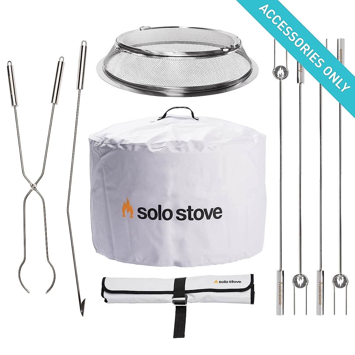 Solo Stove Yukon 27" Accessory Only Bundle Includes Yukon Shield, Yukon Shelter, Fire Pit Roasting Sticks and Fire Pit Tools Great Fire Pit Accessory Bundle
