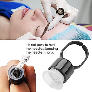 Ink Ring Cups - 50Pcs Pigment Rings Microblading Pigment Glue Rings with Sponge Ink Cups Caps Permanent Makeup Tattoo Eyelash Eyebrow Extensions Medium Holder for Microblading Supplies