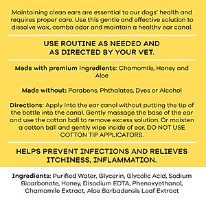 Divine Canine Dog Ear Cleaner - 8 Fl Oz of Dog Ear Wash - Dog Ear Drops to Dissolve Wax, Combat Odor, and Support Healthy Ears - Made with Chamomile, Honey, and Aloe - Made in The USA