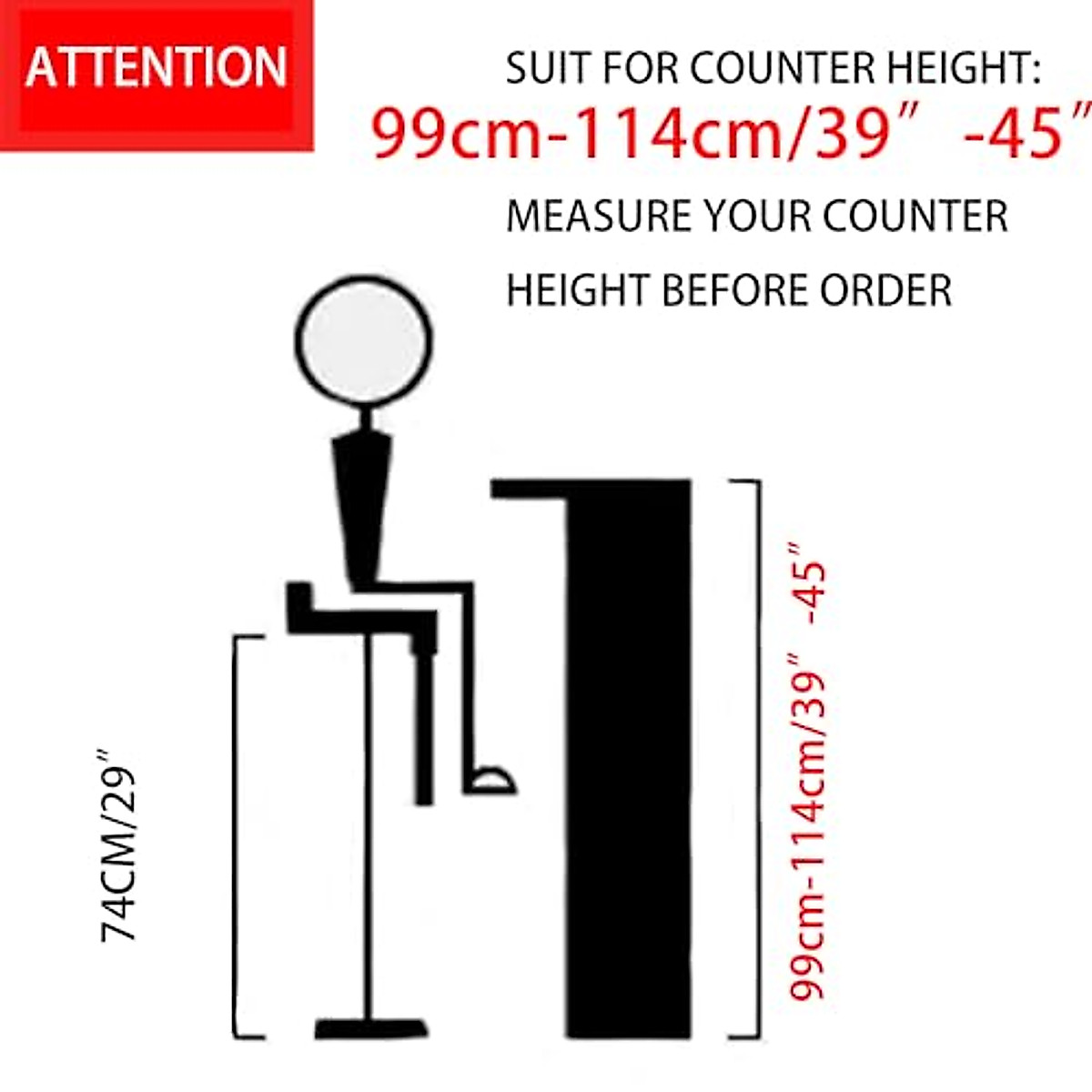 Sidanli Black Bar Stool with Seat Height - 29 Inch