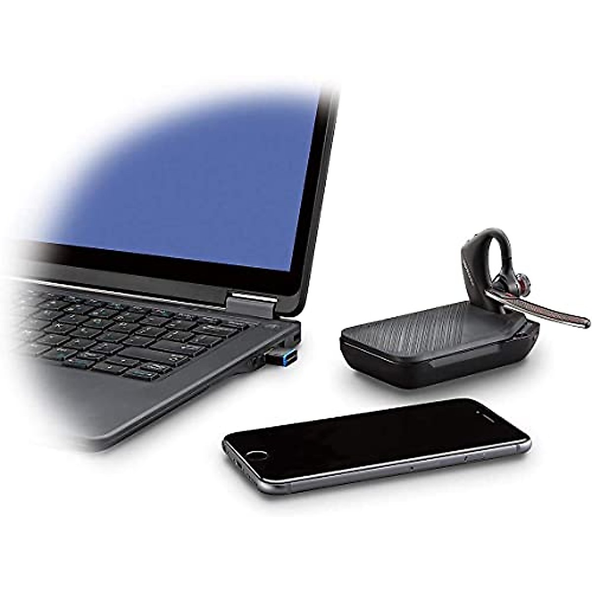 Plantronics - Voyager 5200 UC (Poly) - Bluetooth Single-Ear (Monaural) Headset - Compatible to connect to your PC and/or Mac - Works with Teams, Zoom & more - Noise Canceling