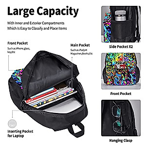 NKISMOODM Fire Large-Capacity Backpack Lunch Bag And Pencil Case 3 Piece Set Casual Lightweight Travel Daypacks Set