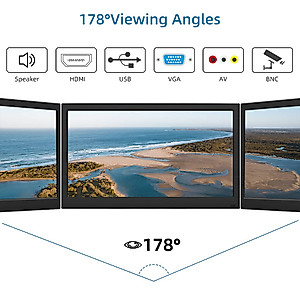 Prechen 15.6 inch Small PC Monitor HDMI Monitor 1366x768 LED Monitor Support HDMI VGA AV BNC USB Intput, for Fire Stick, Mini Monitor Computer Monitor, Built-in Speaker