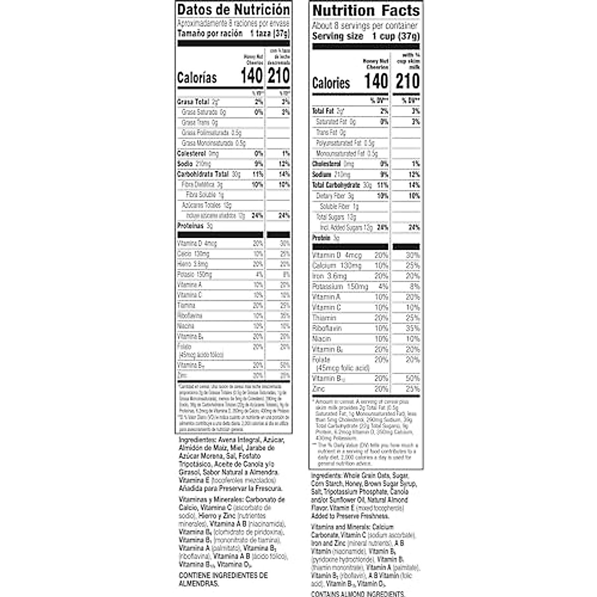 Cheerios Honey Nut Cheerios Heart Healthy Breakfast Cereal, Gluten Free Cereal With Whole Grain Oats, 10.8oz