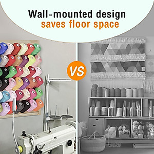 US Wooden Thread Holder 48/54 Spool Wooden Thread Rack Wall Mounted Sewing Thread Holder with Screws Multi Purpose Sewing Thread Holder Organizer for Embroidery Sewing Threads Hair Band(54 axis)