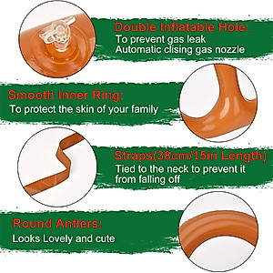 4 Pack Inflatable Antler Ring Games, Reindeer Ring Stocking Stuffers for Christmas Party Games Funny Gifts Kids Adults Outdoor Indoor Favors