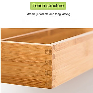 Kohtla Bamboo Kitchen Drawer Organizer Large Utensil Organizer Silverware and Cutlery Holder Tray with Divider Expendable Flatware Tray