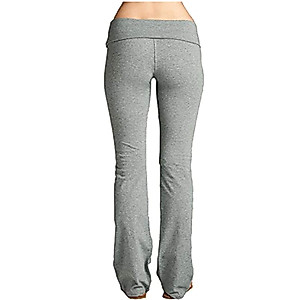 CTRLZS Fold Over Waist Bootcut Yoga Pants for Women Plus Size Tummy Control Stretch Comfy Workout Running Bootleg Flare Pants(Grey,Small)