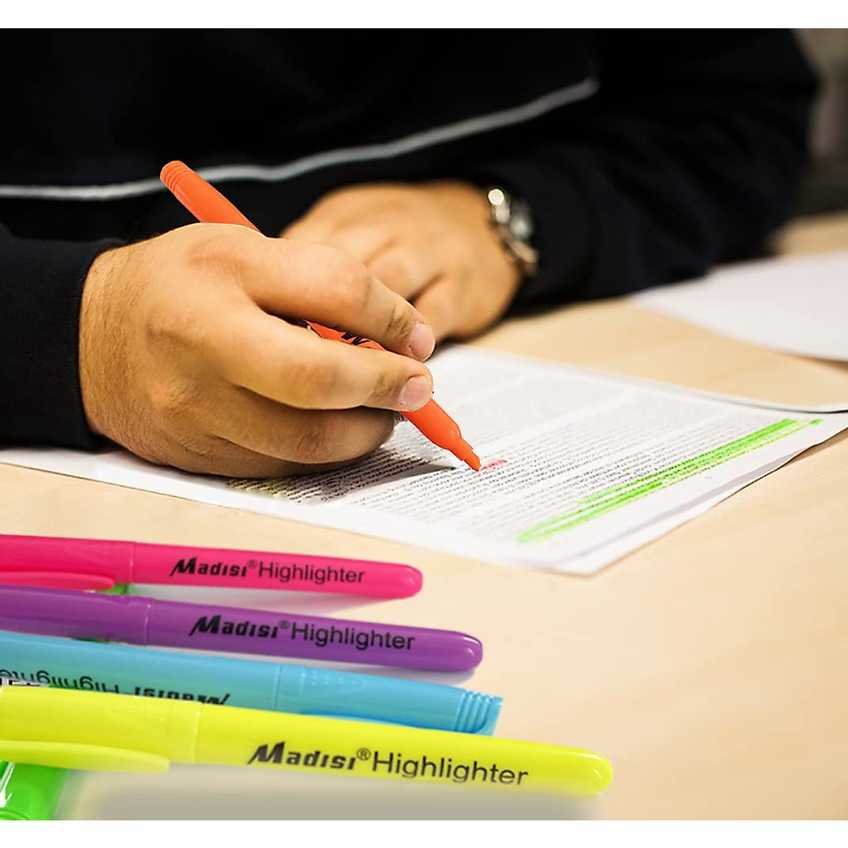 Madisi Highlighters, Chisel Tip, Assorted Colors, Bulk Pack, 84-Count