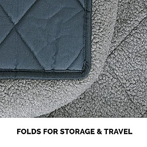 Furhaven Dog Bed for Small Dogs & Indoor Cats, 100% Washable, Sized to Fit Crates - Sherpa Fleece Bolster Crate Pad - Gray, Small