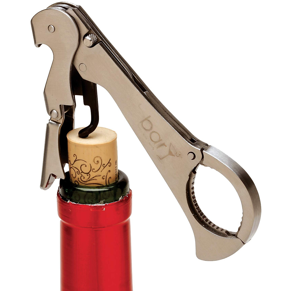 BARY3 WAITERS CORKSCREW WITH FOIL CUTTER - STAINLESS STEEL WAITERS CORKSCREW WITH BUILT-IN BOTTLE OPENER AND KNIFE - AVAILABLE AS 1 CORKSCREW OR IN A PACK OF 2! (2)