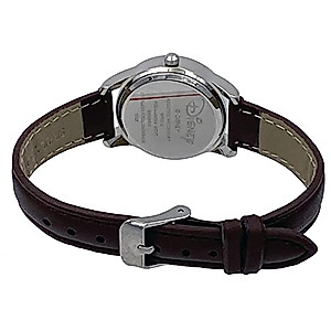 Disney WP5012 Winnie The Pooh Rotating Bees Silver Tone Brown Leather Band Analog Watch