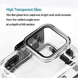 FINEST+ 60m Waterproof Housing Case for GoPro Hero 8 Black Diving Protective Housing Shell with Bracket Accessories for Go Pro Hero8 Action Came Rubber Material Pins Protect The Power Botton