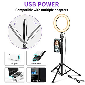 Selfie Ring Light with Tripod Stand and Phone Holder, Eicaus Tripod for iPhone with Ringlight for Live Streaming, Video Recording, Makeup, Lighting Kit Gifts for YouTube and TIK Tok