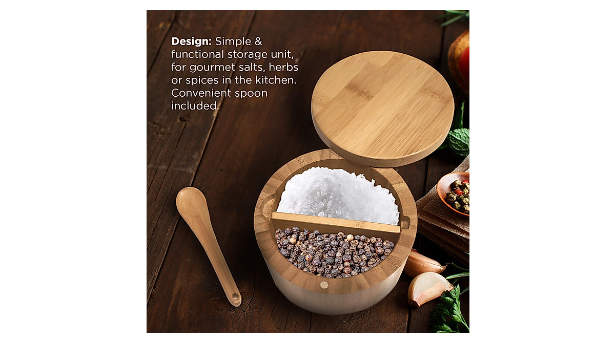 Bamboo Salt & Pepper Box with Magnetic Swivel Lid | Stylish Kitchen ...