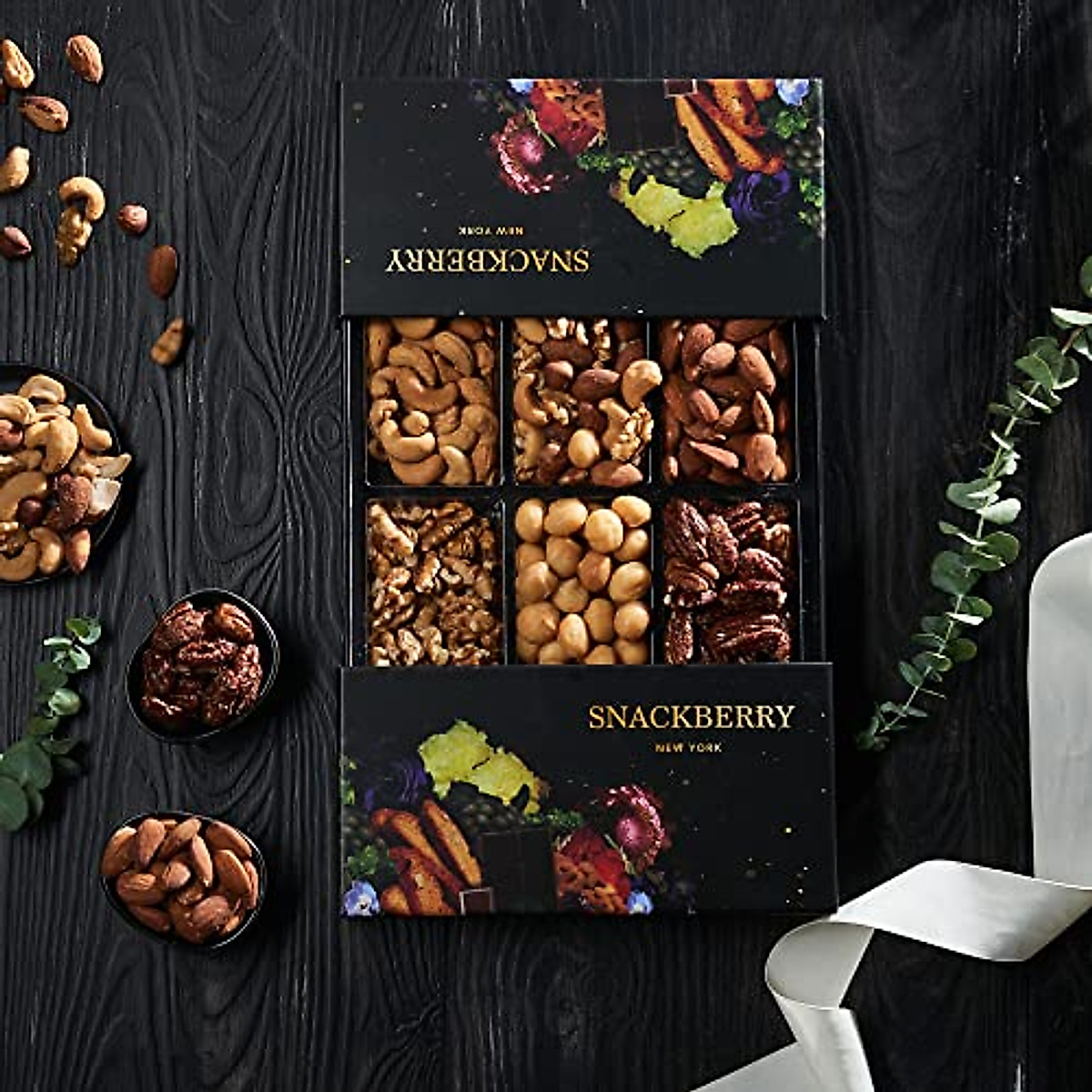 Holiday Mixed Nuts Gift Basket, in Elegant Display Stand Box, Gift Set for Easter, Birthday Party, Sympathy, Healthy Gift Snack Box for Men and Women. Kosher - Snackberry (Premium)