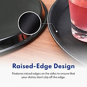 New Star Foodservice 24913 Non-Slip Tray, Plastic, Rubber Lined, Round, 11-inch, Black