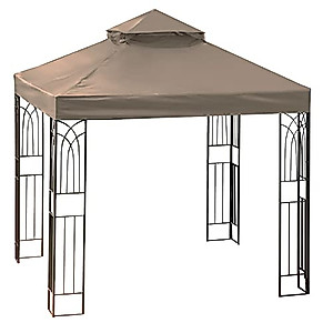 Ontheway 8'x8' Dual Tier Gazebo Canopy Replacement Top Cover UV30+ Water Resistant for Model L-GZ385PST