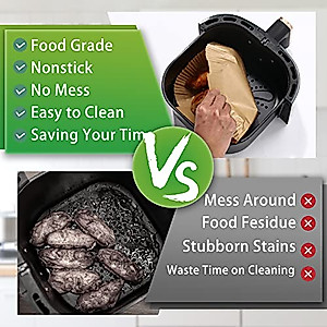 Air Fryer Disposable Paper Liner - 50PCS 7.9In Square Non-Stick Insert Parchment Paper Liners, Oil-proof, Water-proof Cooking Baking Roasting Filter Sheet for Airfryer Basket, Microwave, Oven, Dryer