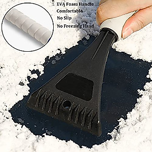 Pincuttee 10" Snow Shovel for Car 1PC,Car Ice Scrapers Frost Snow Removal for Car Windshield and Window,Snow Scraper Brush with Foam Handle(Black,1PC)