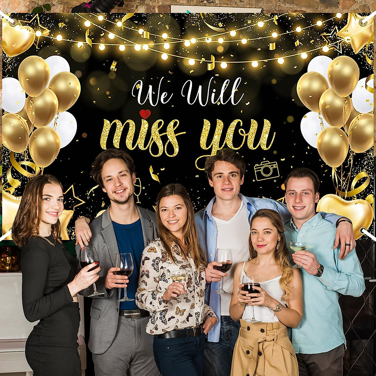 Avezano We Will Miss You Banner Black Gold We Will Miss You Decorations for Farewell Retirement Party Going Away, Graduation, Office, Friends Goodbye Party Decorations Banner 70.8x43.3inch