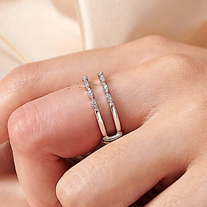 Blongme Cubic Zirconia Twisted Wedding Band for Women Guard Ring Enhancers Stackable Engagement Ring White 925 Sterling Silver Size 7