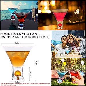 GBESTWOOW Martini Glasses Set of 4 - Christmas Gift Stemless Crystal Margarita Glasses 6oz Hand Blown Colored Cocktail Glasses Great for Martini, Margarita - Color Will Not Leak Off-Hand Wash Only