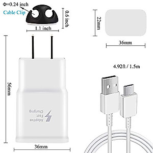 Charger for Samsung Galaxy S9, Swadaws 2 Pack Adaptive Fast Wall Android Cell Phone Tablet Charger Station Adapter with USB Type C Cable Compatible Samsung Galaxy S20 S10 S10e S8 Plus/Note 8 9 (White)