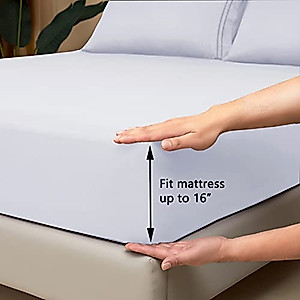 Mejoroom Queen Sheet Set - Hotel Luxury 1800 Bedding Sheets & Pillowcases - Deep Pocket Fitted Sheet, Hypoallergenic, Wrinkle& Breathable, Fade Resistant - 4 Piece (Queen,White)