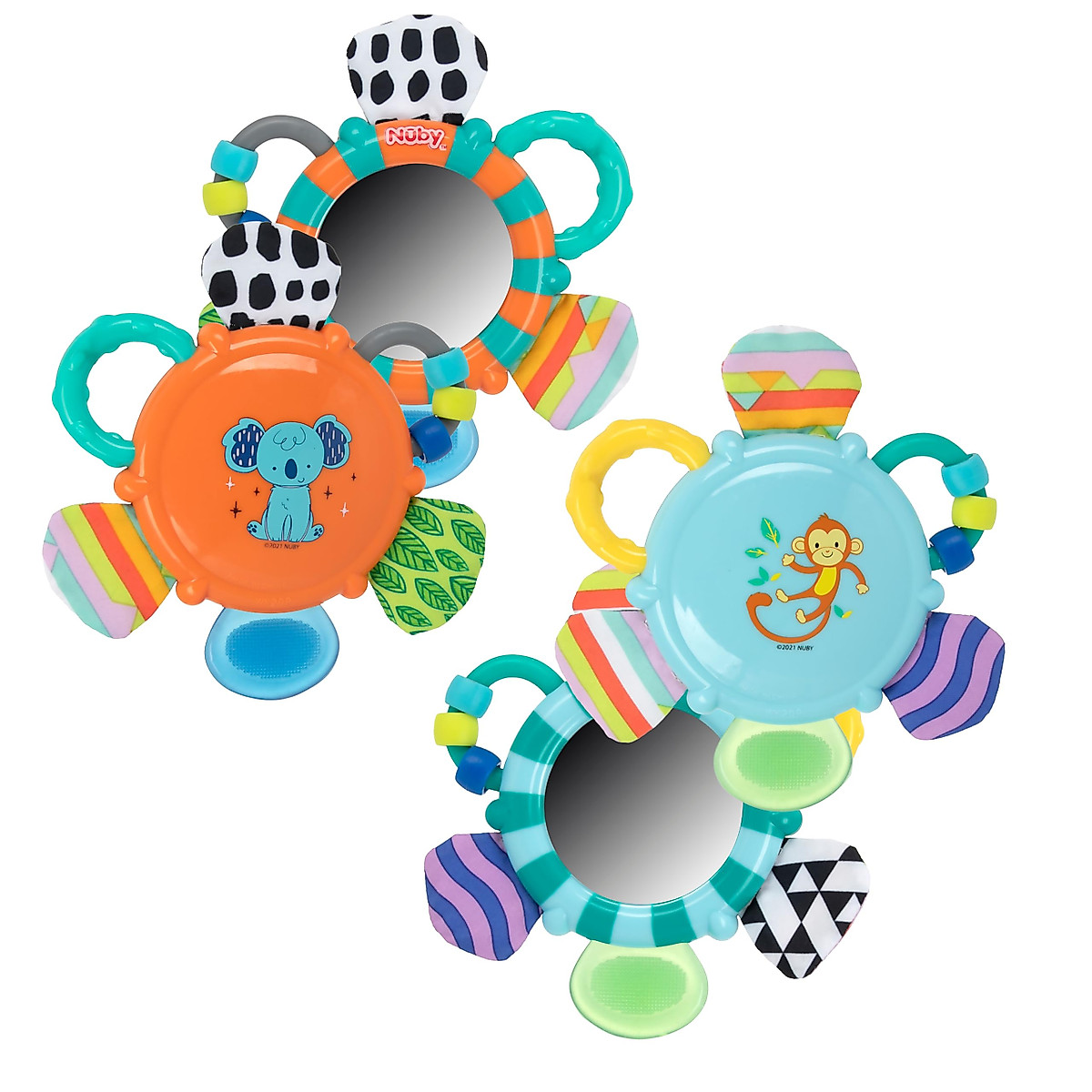 Nuby Look-at-Me Mirror Teether Toy, Grey Cloud