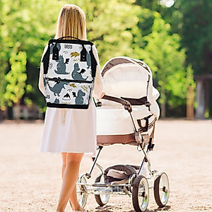 Childish Cute Dragons Diaper Bag Backpack Waterproof Backpack Baby Nappy Changing Bag for Travel Large Capacity Durable and Stylish for Woman