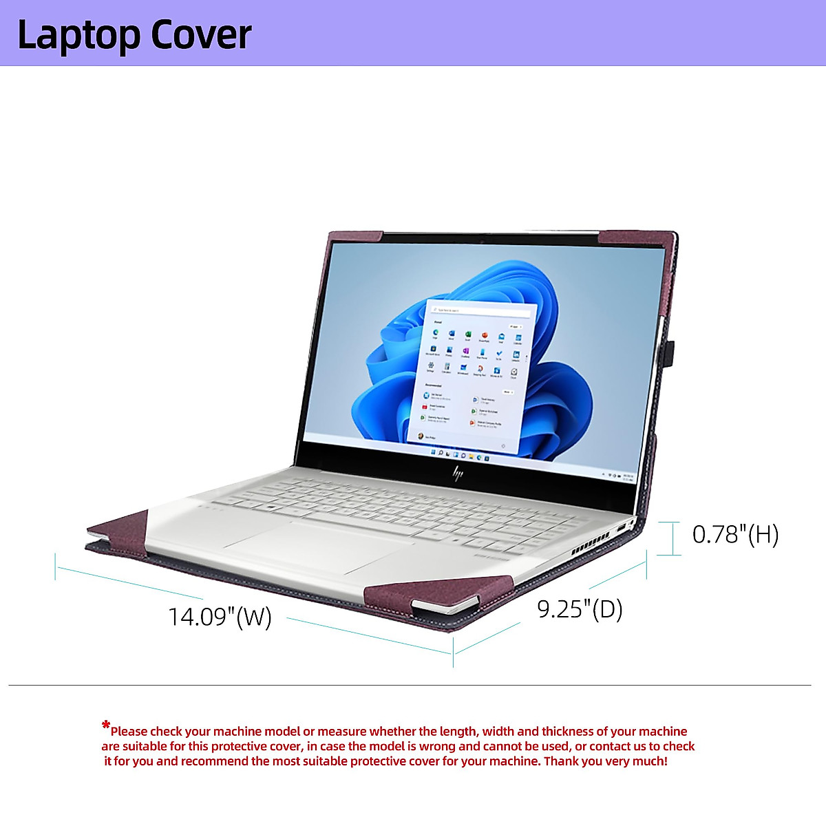 VEVOOD Laptop Cover for HP Envy x360 Laptop 15t /15z-XXX/ 15-ed/15-er/15-ep/15t-es100...All Inclusive Drop Case 15.6" PU Leather Inside Pocket Cover (15.6inch, red Wine)