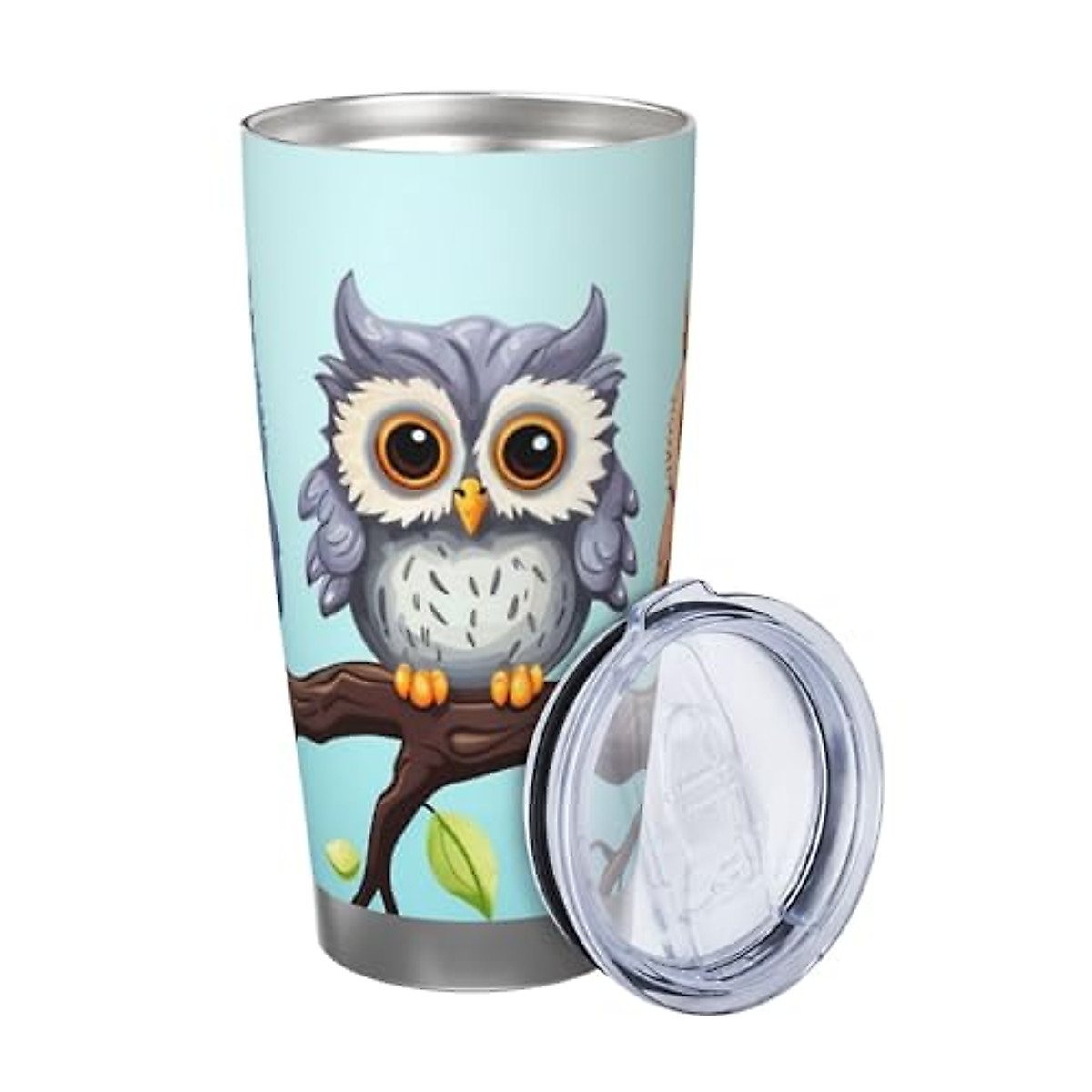 GDSHJKLW Owls On A Branch Tumbler With Lid And Straw 20oz Stainless Steel Leakproof Travel Coffee Mug Double Wall Insulated Cup Gifts For Women Home Office