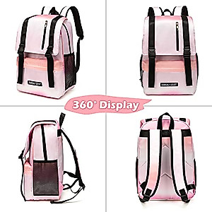 Robhomily Girls Backpack for Middle School 17 inch Large Capacity Lightweight School Backpack for Teens Girls with Waterproof Pink Gradient Color