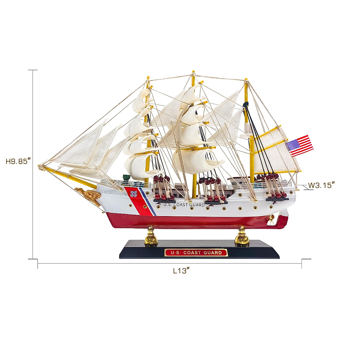 SAILINGSTORY Wooden Model Ship US Coast Guard Eagle Barque Ship Model Sailboat Decor USCG 1936 Replica Small