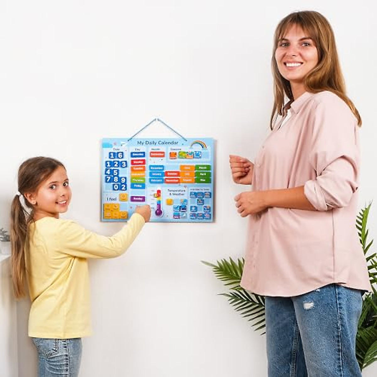 Simply magic 58 PCS Kids Calendar 2024 - My First Daily Magnetic Calendar for Kids, Days of The Week Calendar for Kids, All About Today Board, Preschool Wall Calendar for Classroom, for Home