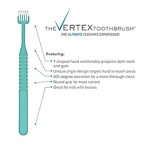 Vertex Toothbrush Dental Tool Shaped Toothbrush 2 Count (Green/Pink)