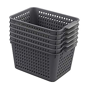 Sandmovie Gray Plastic Storage Baskets, 6 Packs