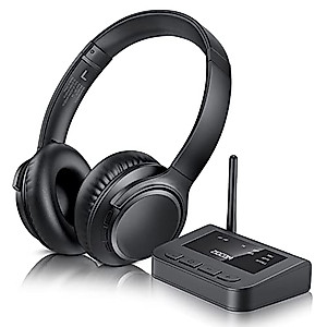ZIOCOM Wireless Bluetooth Headphone for TV Watching with Transmitter, Digital Optical/Aux/RCA, Bluetooth Audio Transmitter for TV, Long Range, Foldable Over Ear Bluetooth Headphone, 55H Playtime