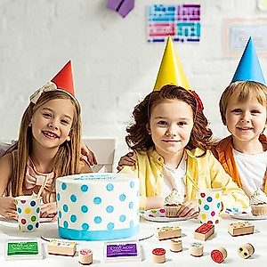 Haooryx 10pcs Summer Beach Theme Wooden Stamps with 5pcs Stamp Ink Pads Tropical Summer Time Decorative Stamping for Classroom Scrapbook Greeting Card Decor DIY Art Craft Supply Kid’s Birthday Gift