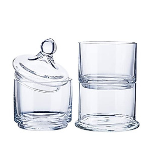 Diamond Star Clear 3 Tier 17 inch Stacking Apothecary Jars, Decorative Round Stackable Snack Storage Canister with Lid for Sweets, Animal Treats, Dry Foods, Fruit, Nuts, Coffee Bean and Building Blocks