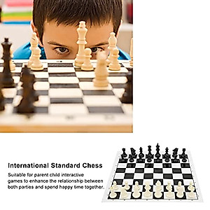 SPYMINNPOO Chess Set,32 Plastic Medieval Chess Pieces Foldable Roll-Up Chess Board International Chess Game Portable Travel Chess Board Game Sets Leisure Sports