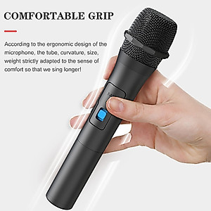 Acogedor Wireless Microphone, VHF Universal Handheld Cordless Mic Amplification with USB Receiver, Plug and Play for Karaoke Singing, Wedding, Speech
