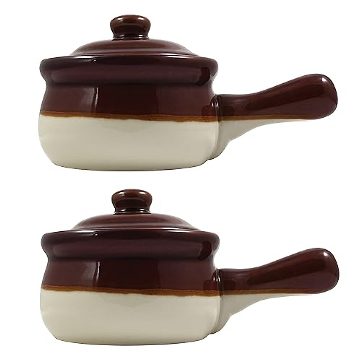 R&M International Traditional Style Ceramic 15-Ounce French Onion Soup Crocks, Polished, Set of 2